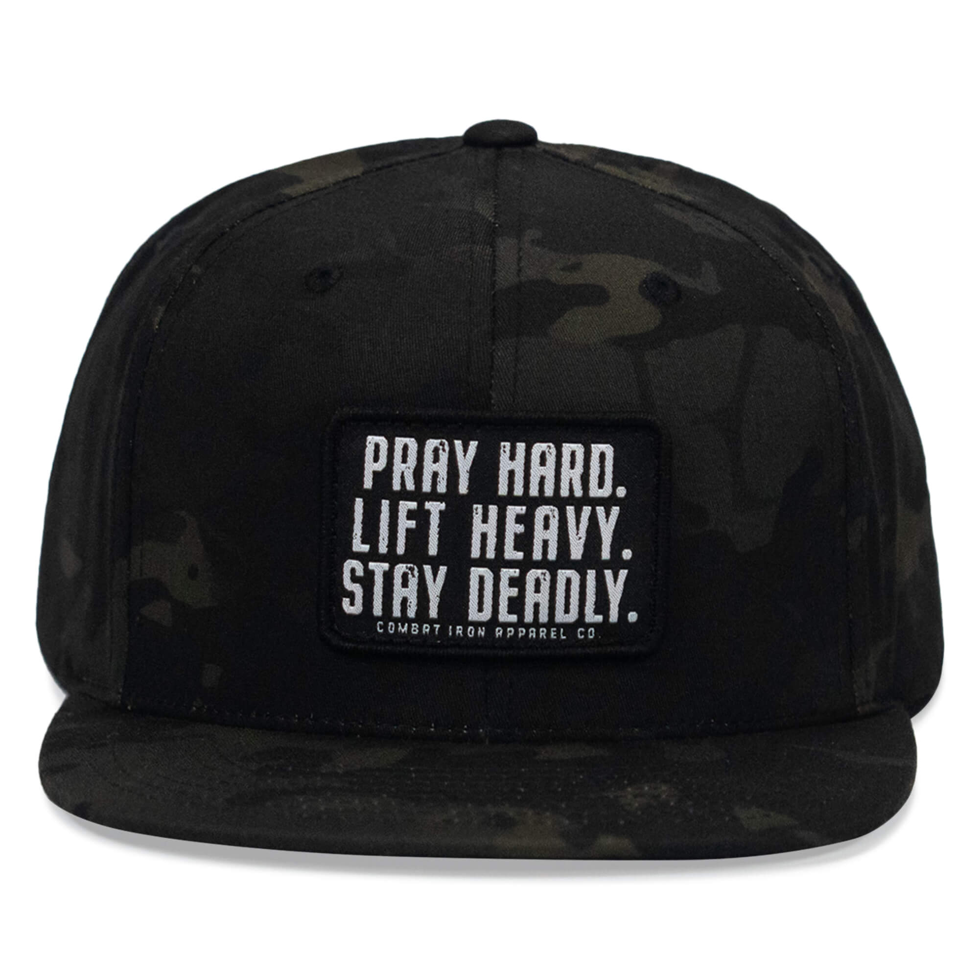 Pray Hard. Lift Heavy. Stay Deadly. Flat Bill SnapBack Hat – WETSU Company
